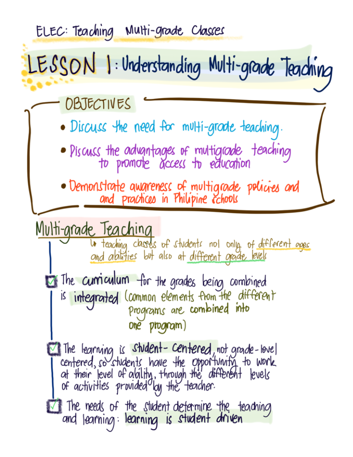ELEC (Teaching Multi-grade) Lesson 1 - Secondary Education - Studocu