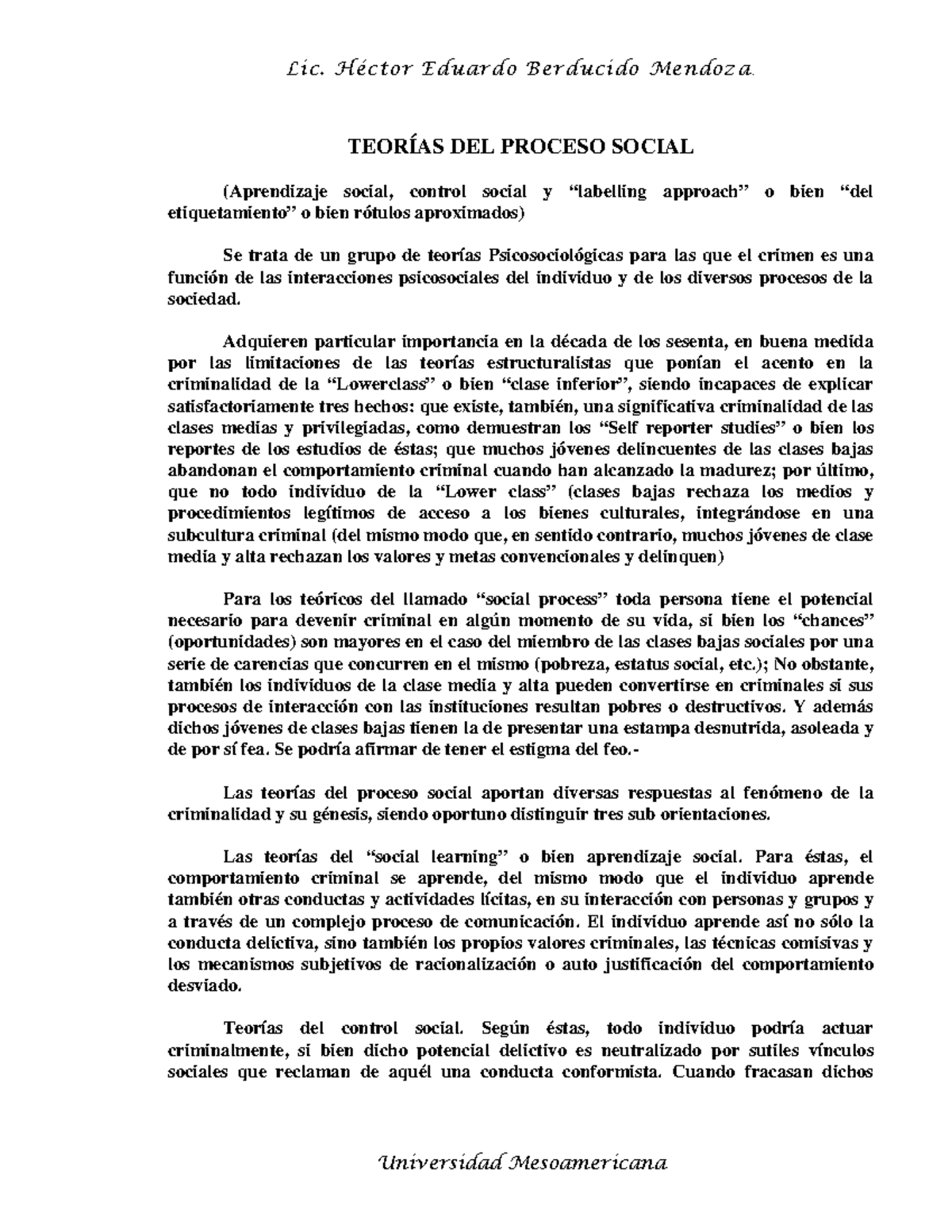 Teorías del proceso social - TEORÍAS DEL PROCESO SOCIAL (Aprendizaje ...
