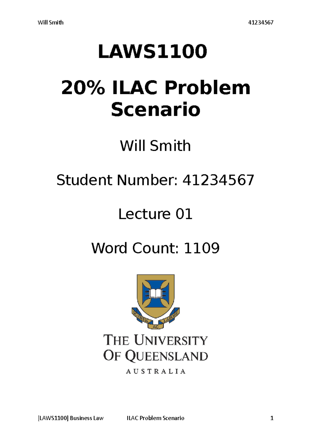 ILAC Problem Scenario - LAWS 20% ILAC Problem Scenario Will Smith ...