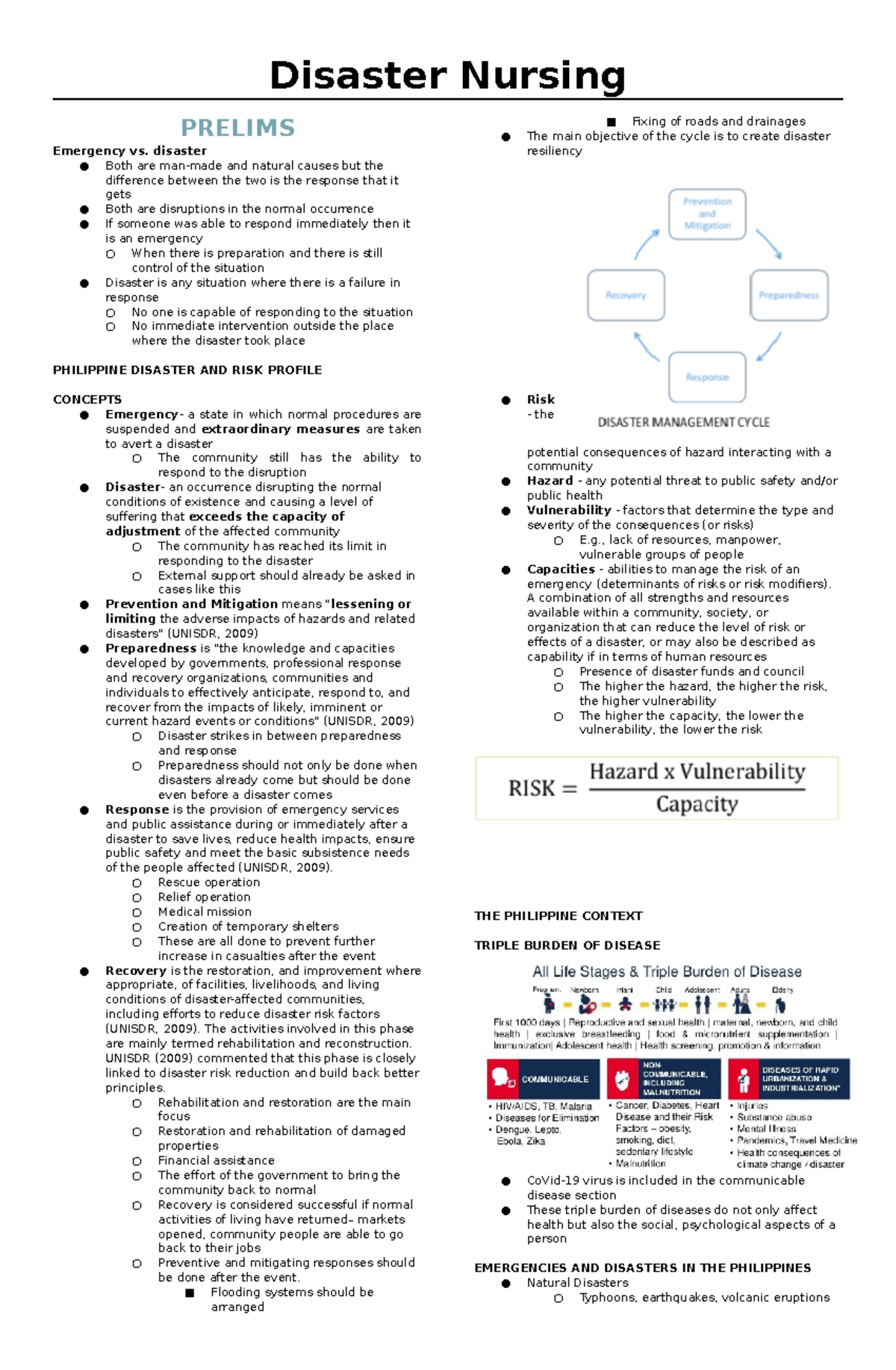 Disaster Nursing - Disaster Nursing PRELIMS Emergency vs. disaster Both ...