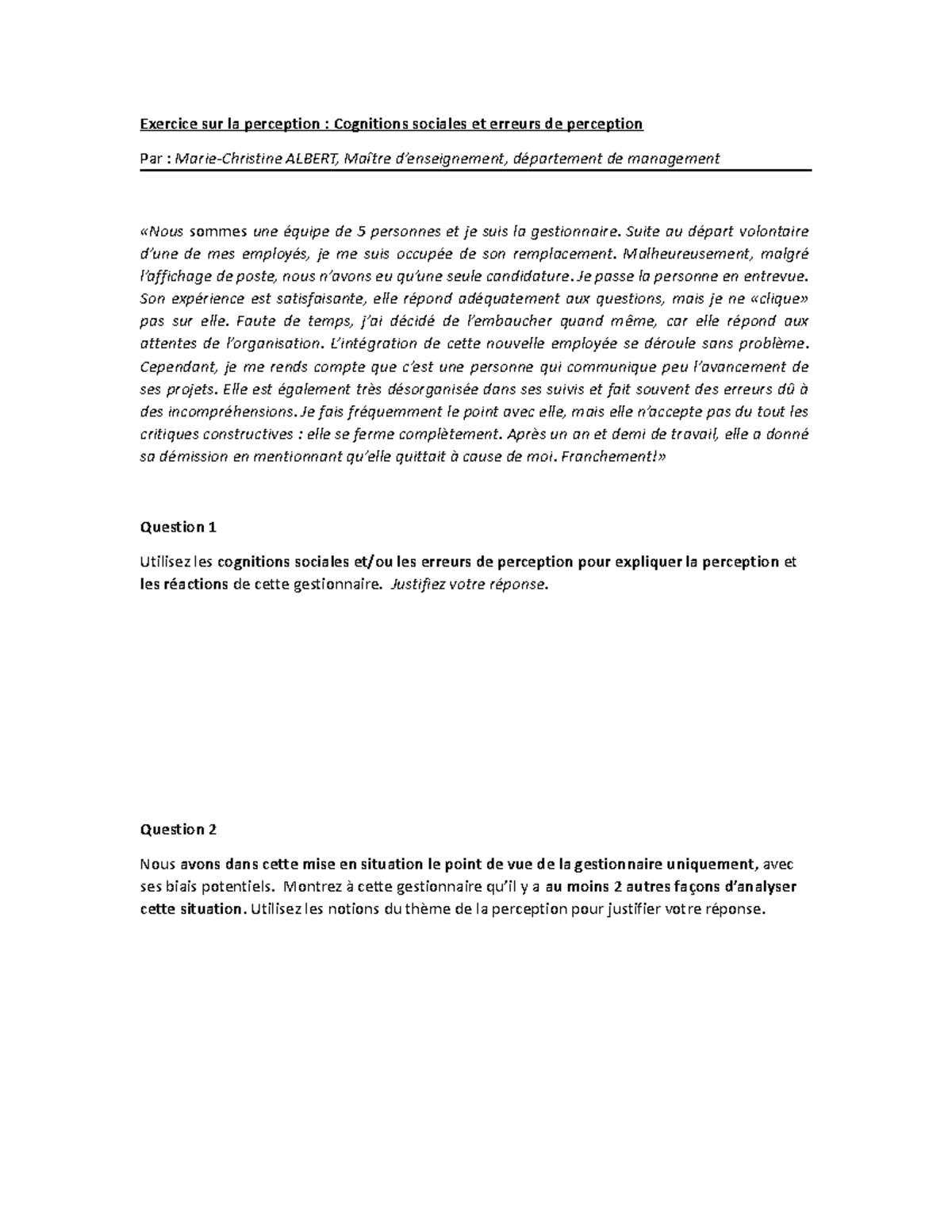 Synthèse 4-Exercice sur la perception - Exercice sur la perception ...
