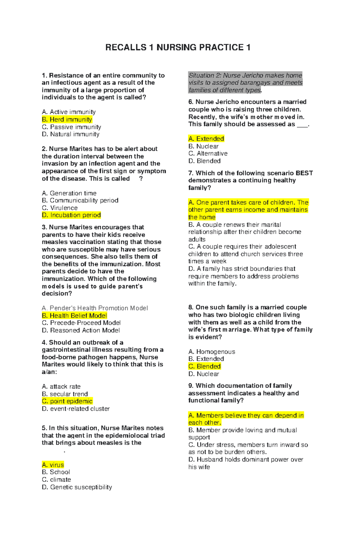 Nursing TEST 1 NP I - REVIEW - RECALLS 1 NURSING PRACTICE 1 Resistance ...