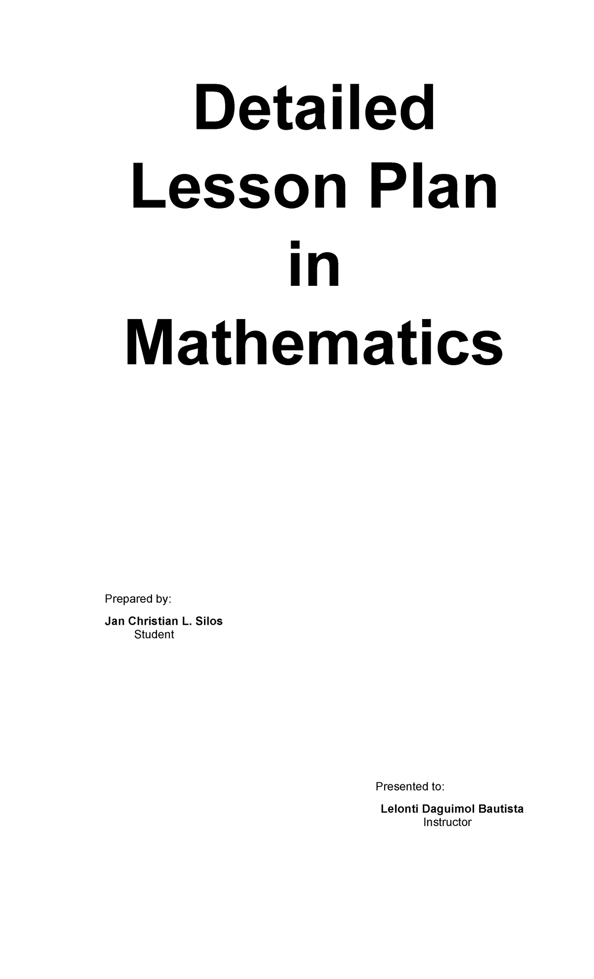 Detailed Lesson Plan Mathematics Silos - Detailed Lesson Plan in ...