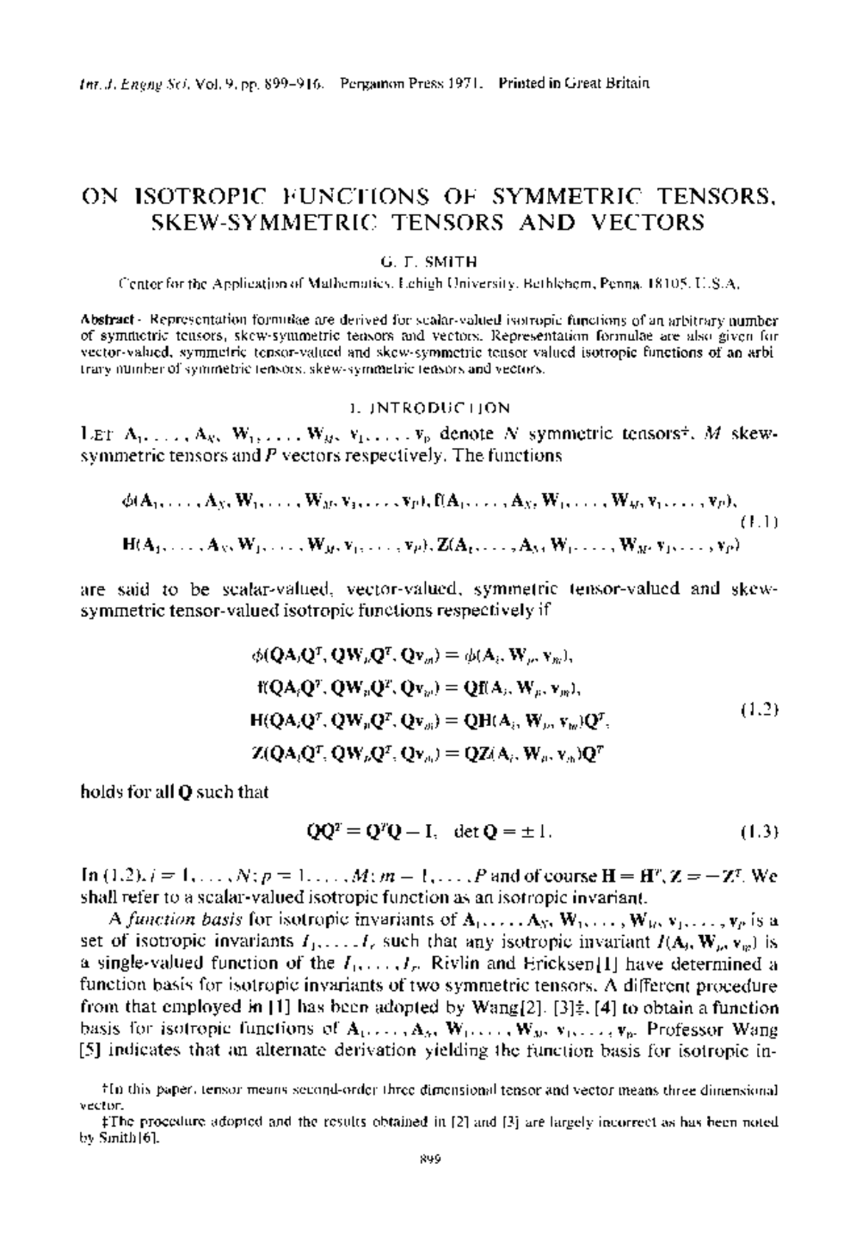 Smith 1971 - just this as - ####### Inf. J. Engn~ Sci. Vol. 9. pp. 899-9 16. Pergamon Press 197 ...