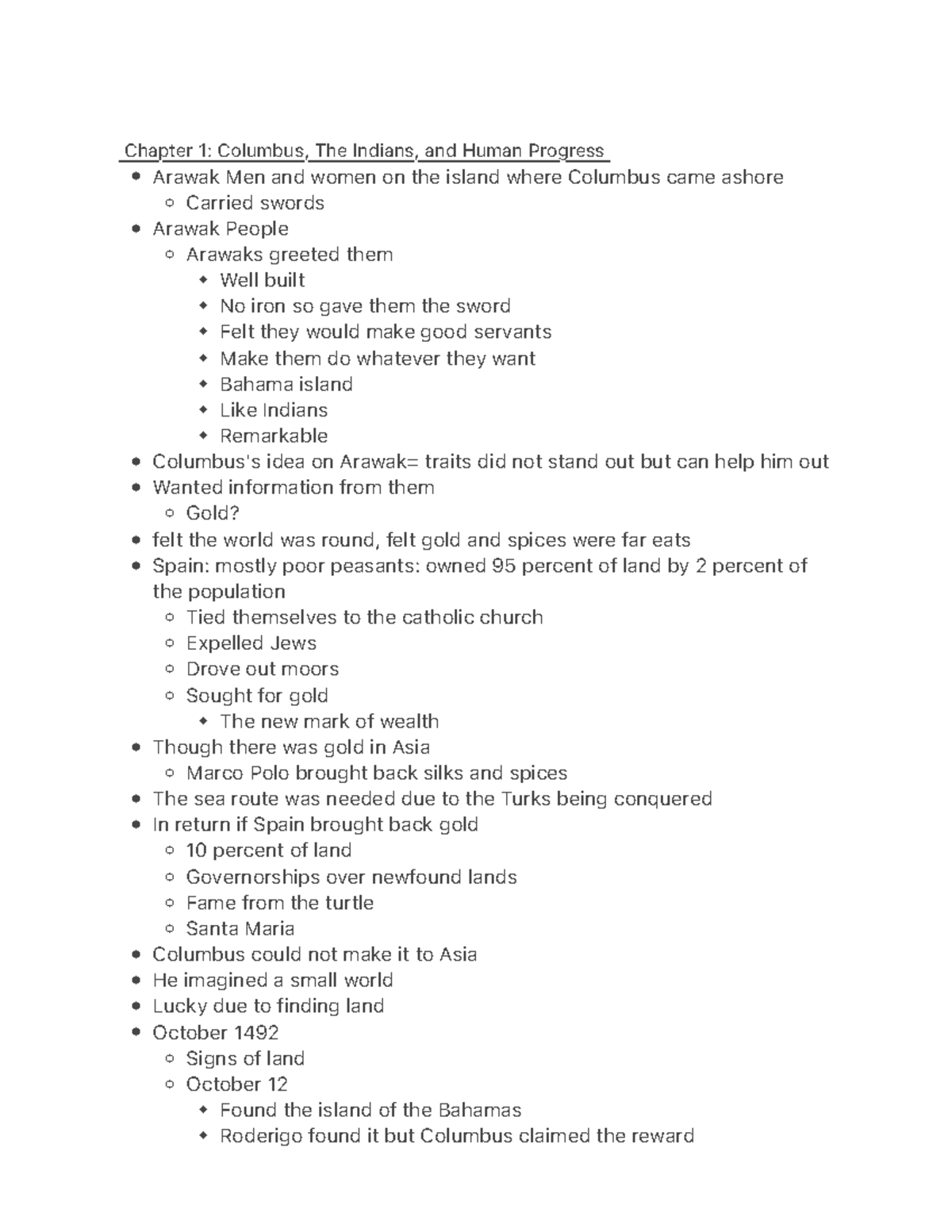 Chapter 1: Columbus, The Indians, and Human Progress - - Studocu