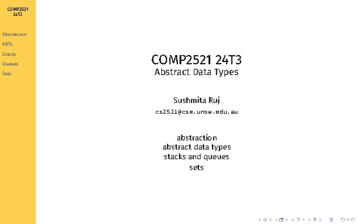 Week3Mon-adt - comp[2521 - 24T Abstraction ADTs Stacks Queues Sets COMP2521 24T Abstract Data ...