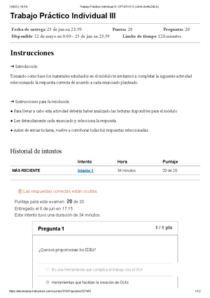 Trabajo Pr ctico Individual IV Optativo II JAVA Avanzada - Trabajo Práctico Individual IV Fecha ...