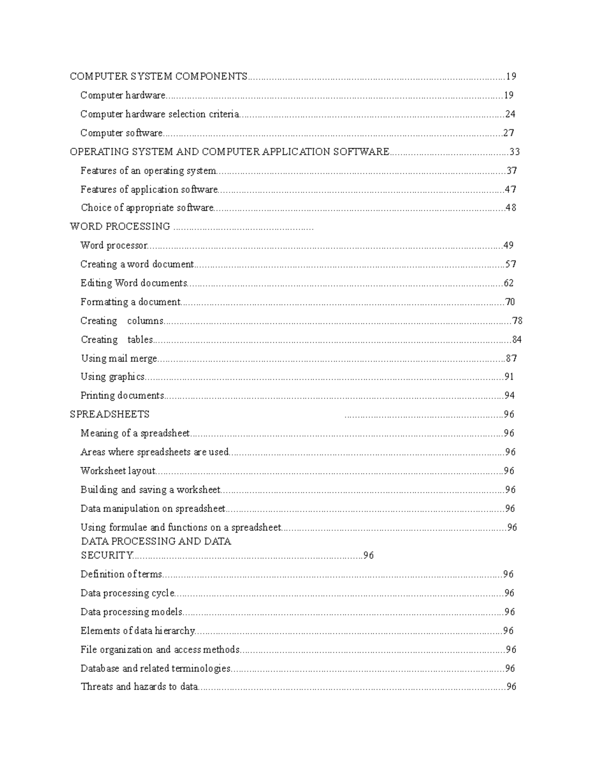 Computer System Components - WORD PROCESSING ...