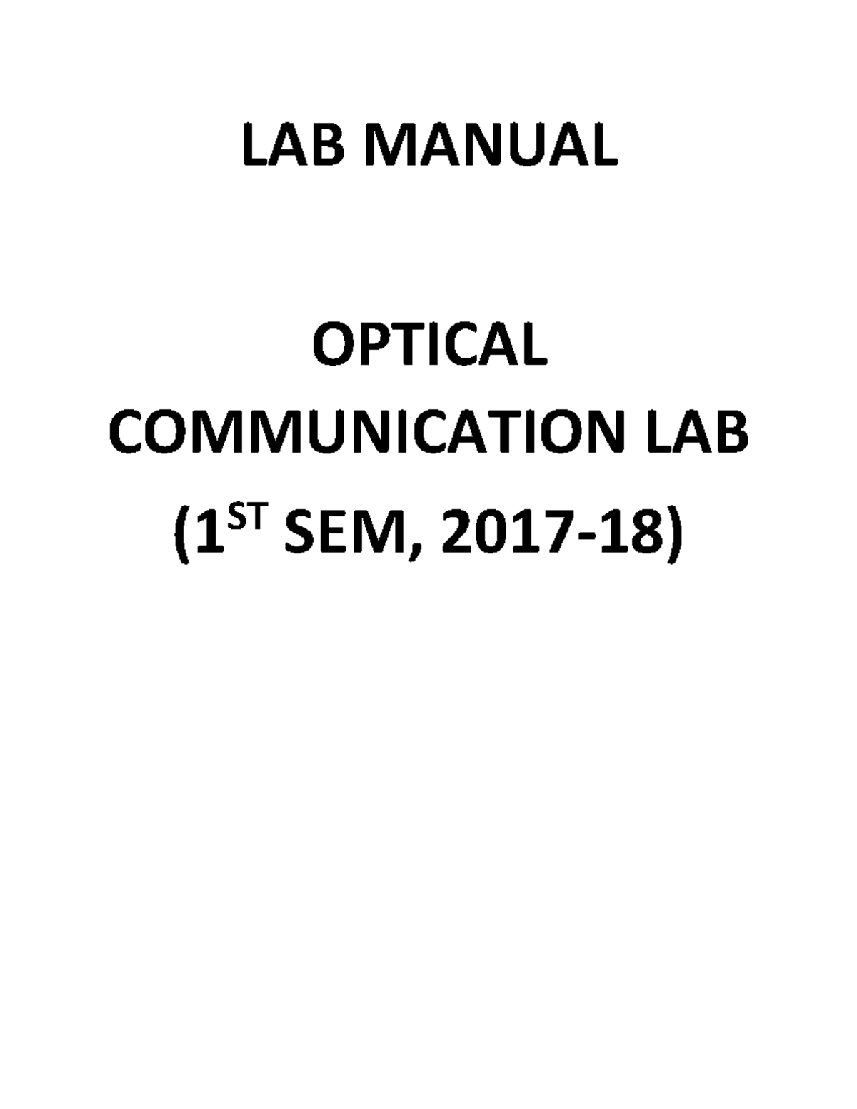 Optical Communication Lab Manual - LAB MANUAL OPTICAL COMMUNICATION LAB ...