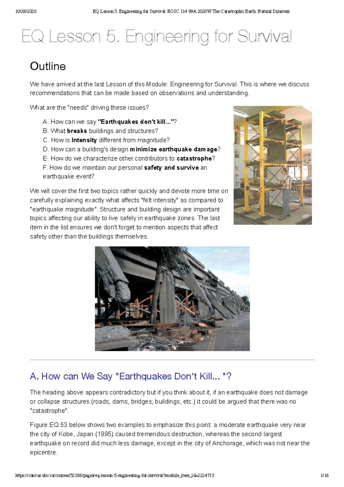 EQ Lesson 5. Engineering for Survival - EQ Lesson 5. Engineering for ...