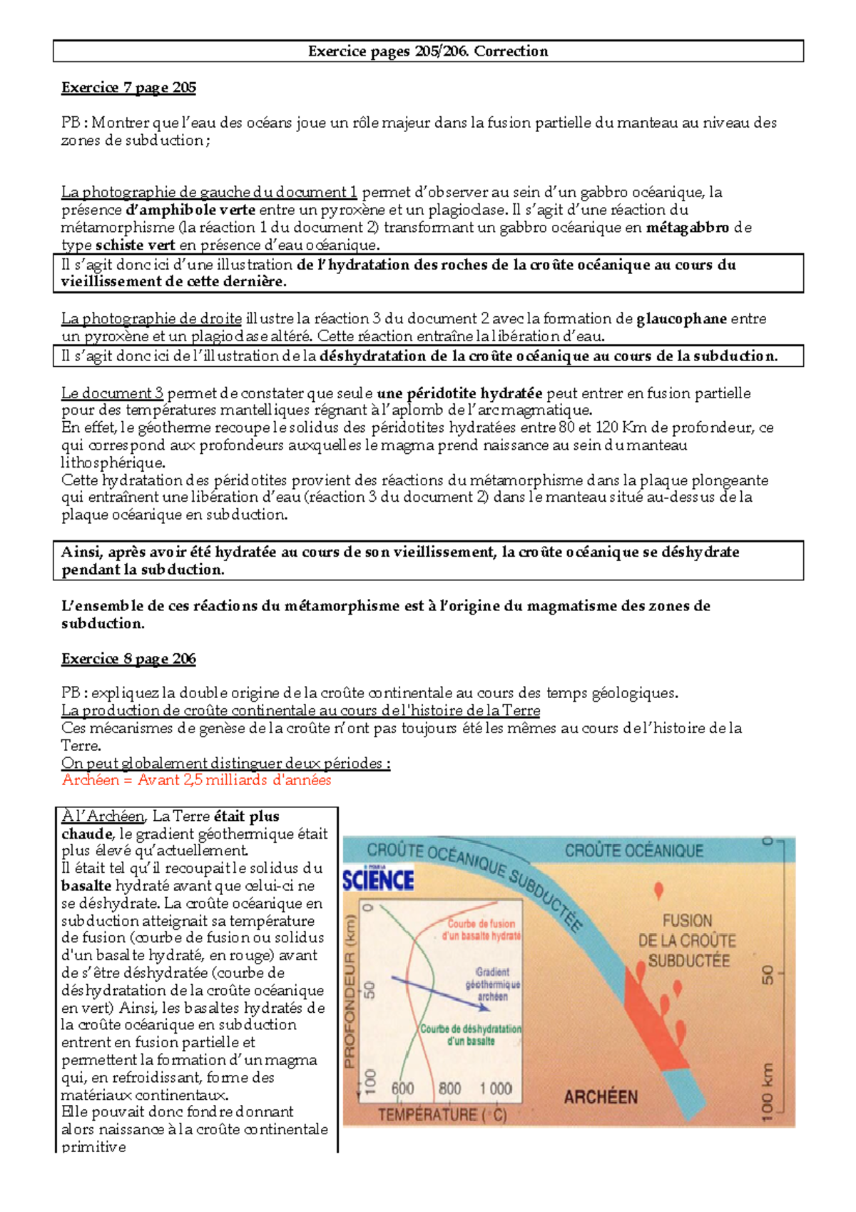 Roche magmatique TD Corrigé 01 - Exercice pages 205/206. Correction Exercice 7 page 205 PB ...