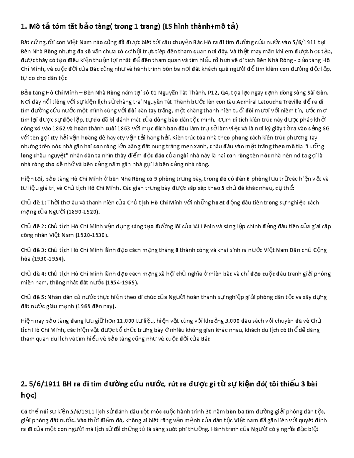 LUẬT - uiiaw;hnilfkneldh - 1. Mô t ả tóm tắắt b ảo tàng( trong 1 trang ...