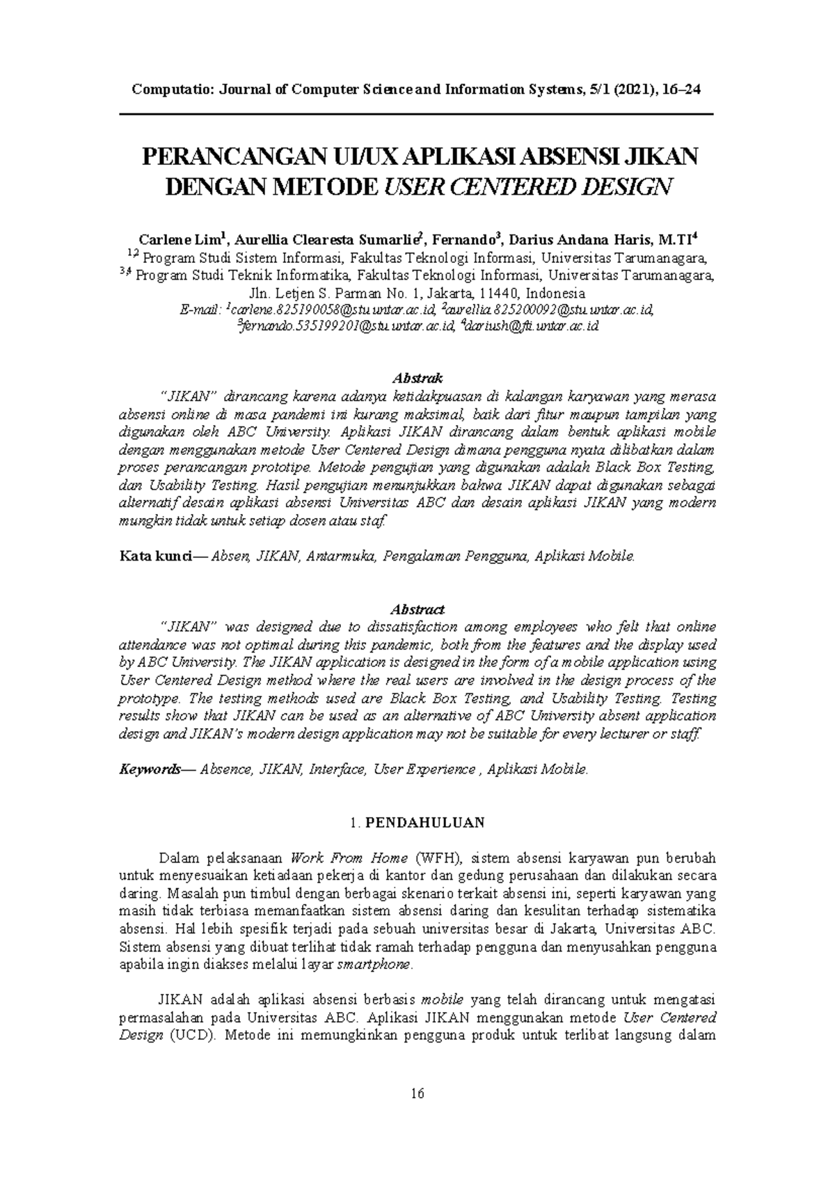 Jurnaladm,+Carlene+(16-24) - Computatio: Journal of Computer Science and Information Systems, 5/ ...