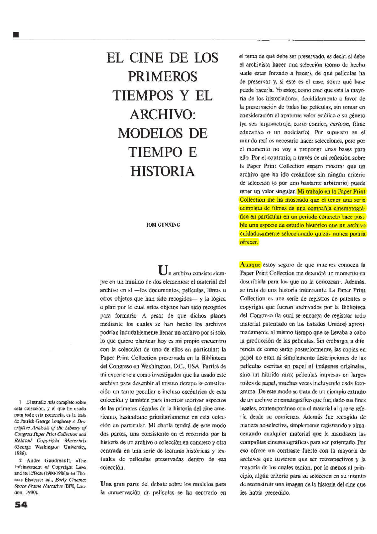 TOM Gunning - El cine de los primeros tiempos y el archivo modelos de ...