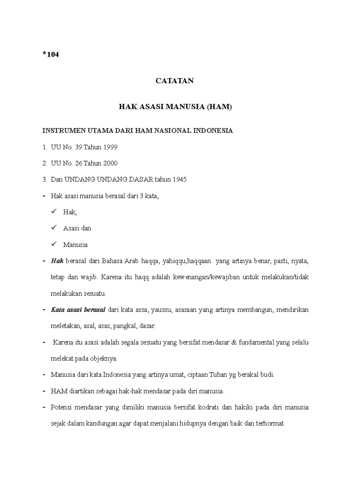 HAK ASASI MANUSIA (HAM) - * CATATAN HAK ASASI MANUSIA (HAM) INSTRUMEN ...
