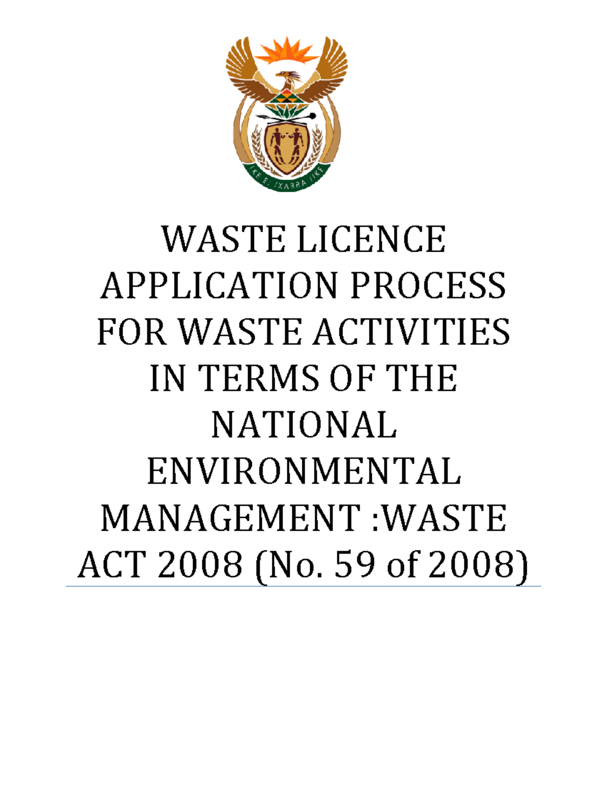 Wastemanagementlicence nationalapplicationform - WASTE LICENCE ...