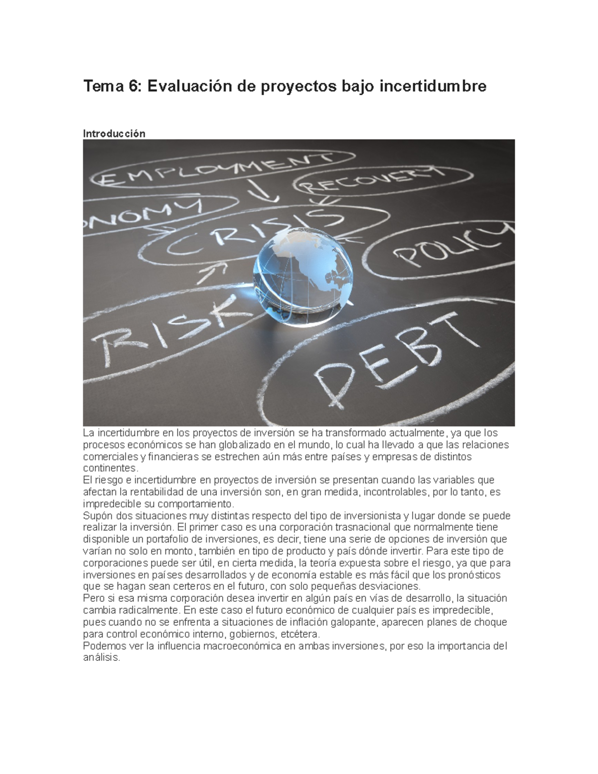 Tema 6-10 - asdasf - Tema 6: Evaluación de proyectos bajo incertidumbre ...