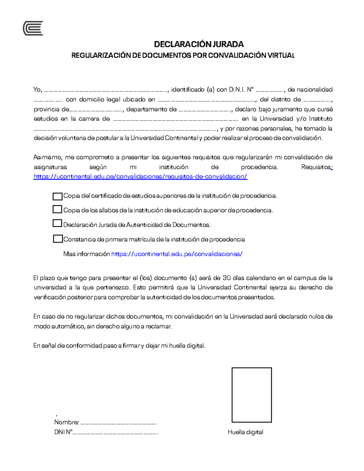 Declaracion Jurada Regularizacion Declaraci N Jurada