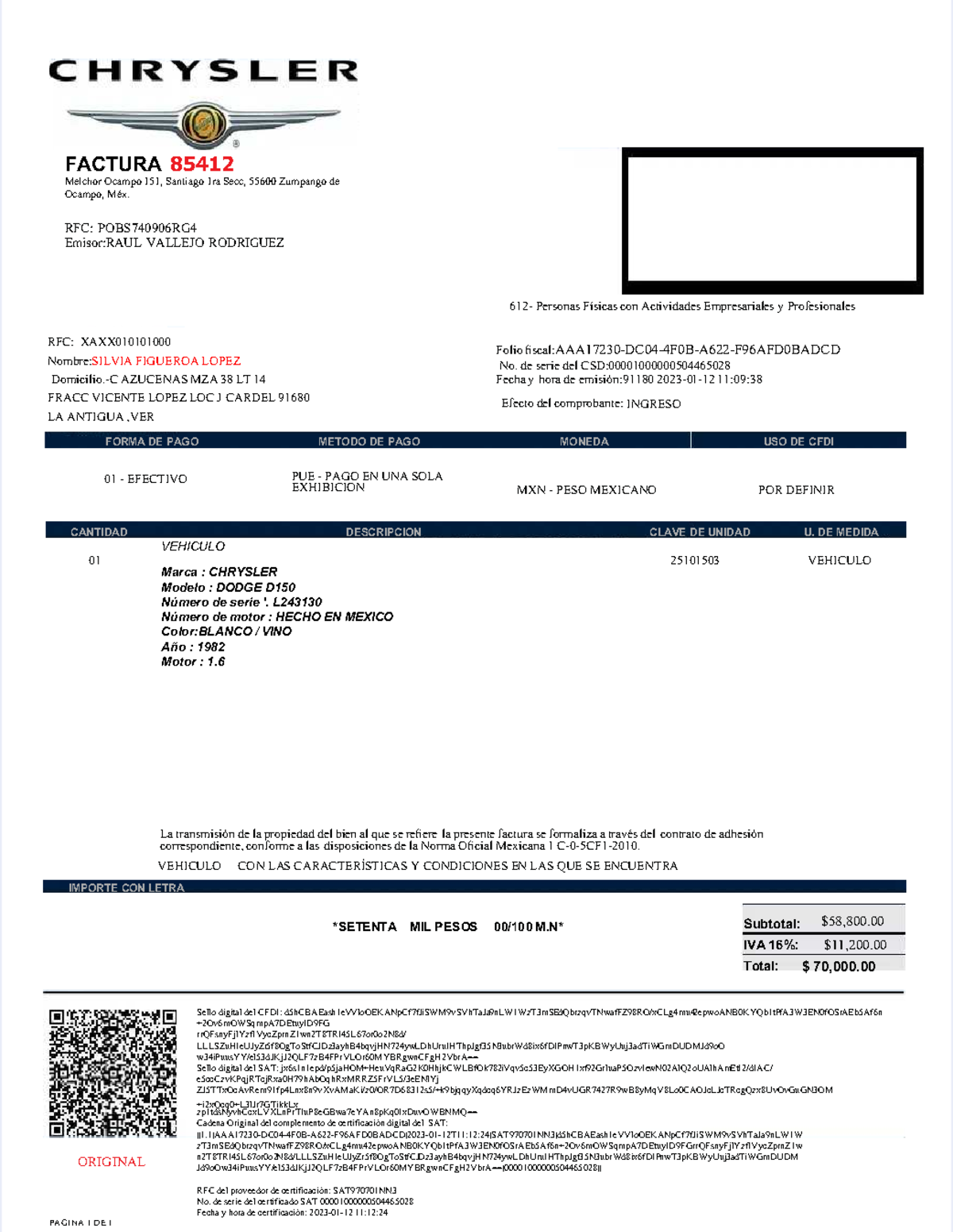 Pdf-factura-chrysler-2 compress - FACTURAFACTURA 8541285412 Melchor ...