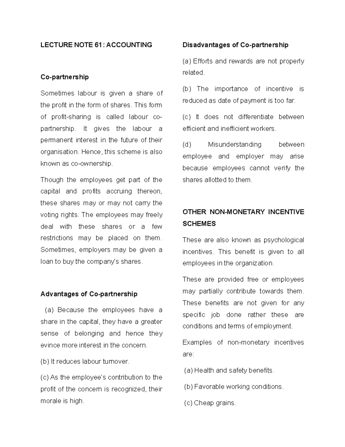Lecture Note 61 Accounting - LECTURE NOTE 61: ACCOUNTING Co-partnership ...