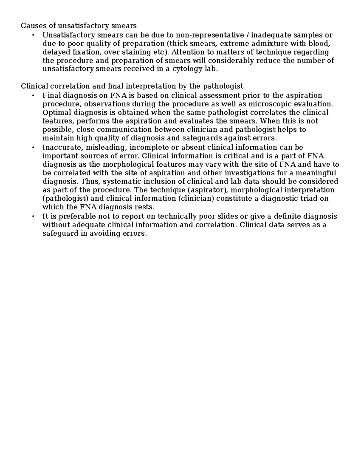 Causes of unsatisfactory smears - Causes of unsatisfactory smears ...