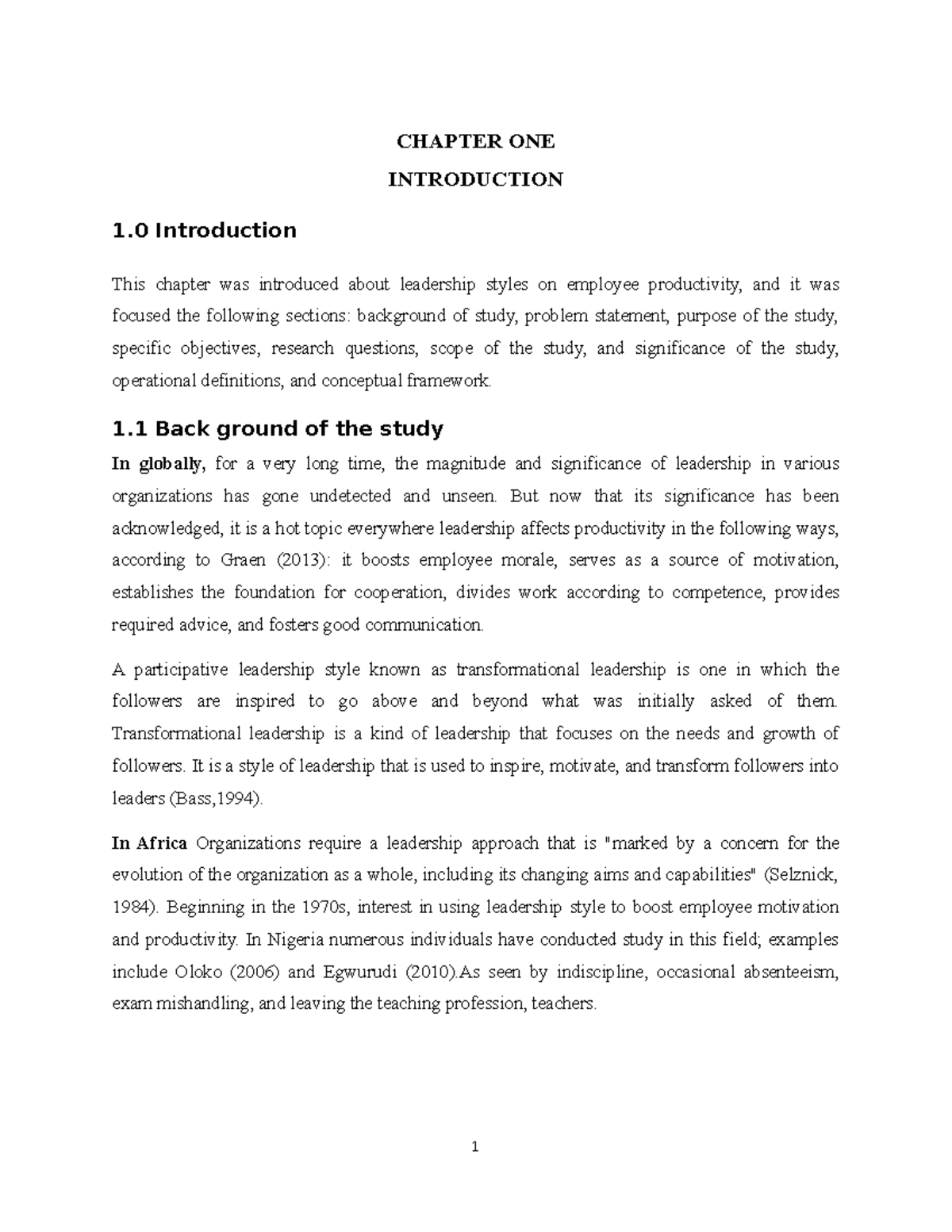 Background of study Research - CHAPTER ONE INTRODUCTION 1 Introduction ...