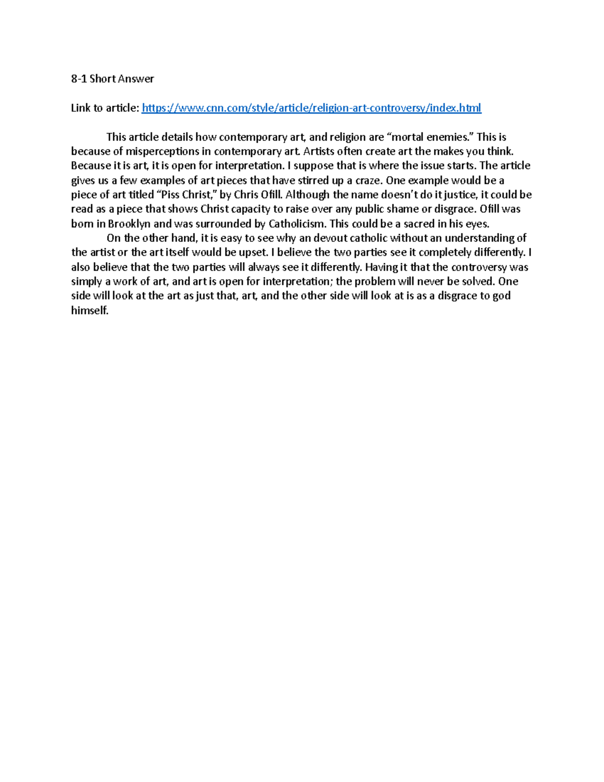 8-1 Short Answer - 8-1 Short Answer Link to article: - Studocu