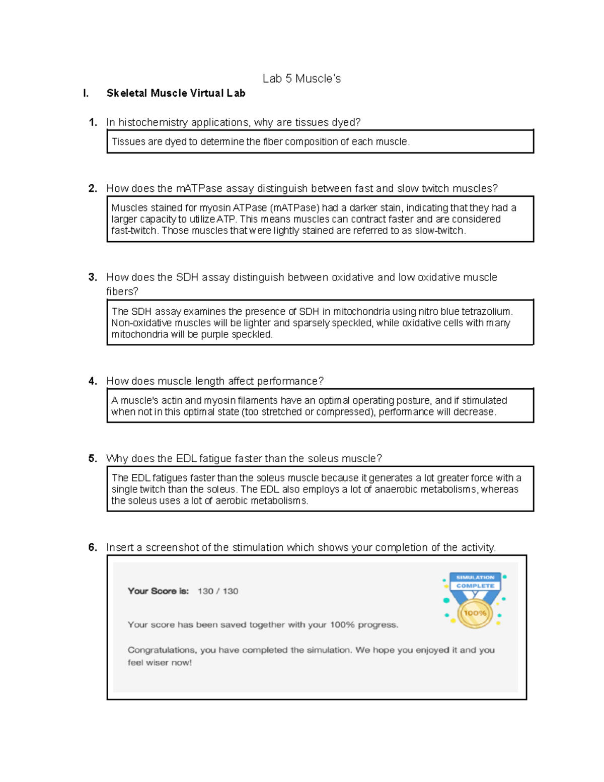 Lab 5 Muscle's, - Lab 5 Muscle’s I. Skeletal Muscle Virtual Lab 1. In ...