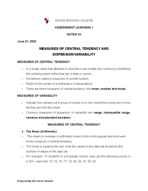 Assessment in Learning 1-Module 3 - GRACE MISSION COLLEGE ASSESSMENT ...