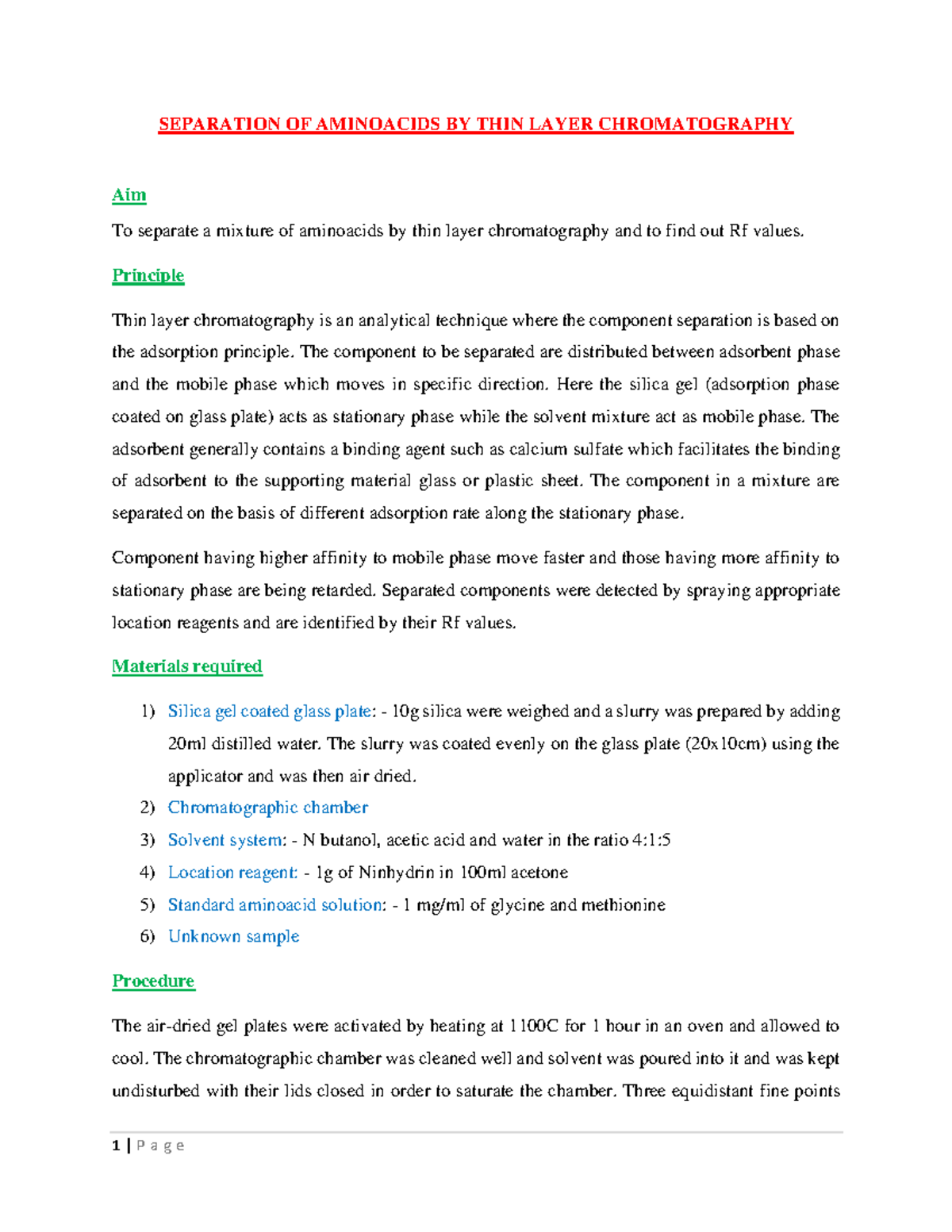 Thin layer chromatography - Principle Thin layer chromatography is an analytical technique where ...