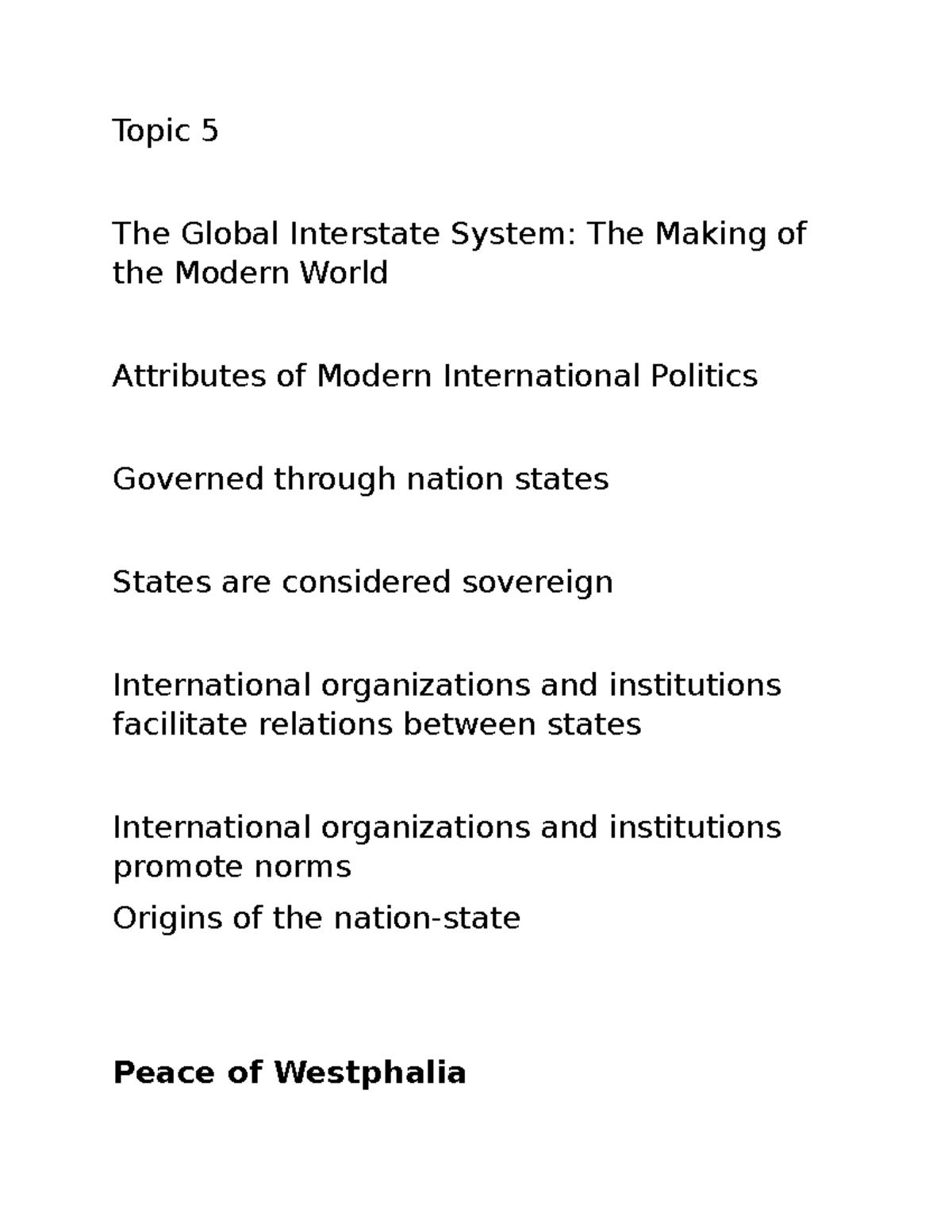 Contemporary World Topic 5 Global - Topic 5 The Global Interstate ...