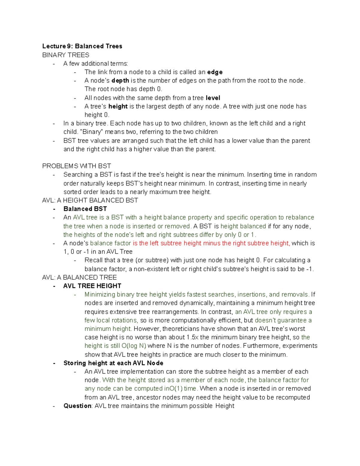 Principles of Data Structure Lecture 9 - Lecture 9: Balanced Trees ...