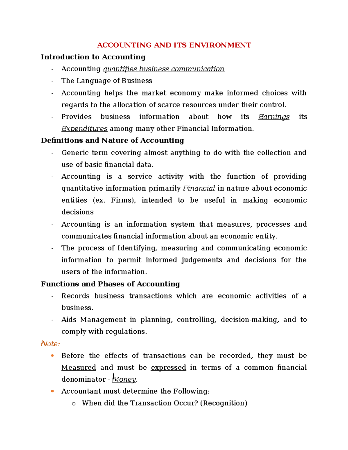 I F-ABM CH1 - Notes on Chapter 1 of FABM 1 - ACCOUNTING AND ITS ...
