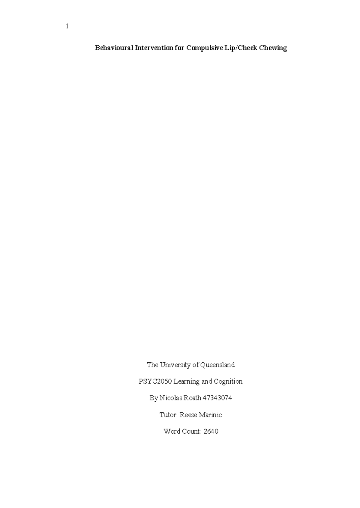 Behavioural Intervention for Compulsive Lip - Also known as body ...
