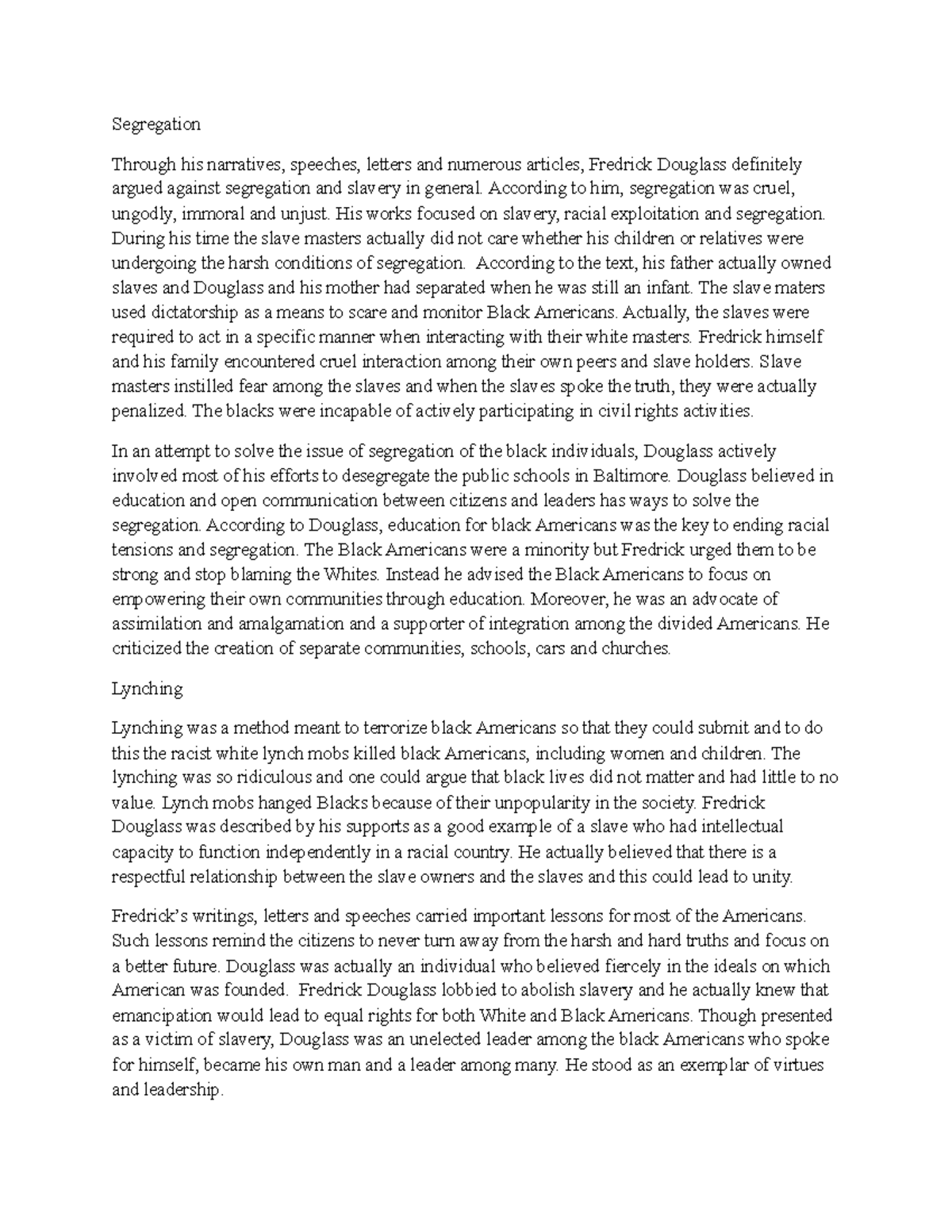 Analytical Analysis Narrative of the Life of Frederick Douglass ...