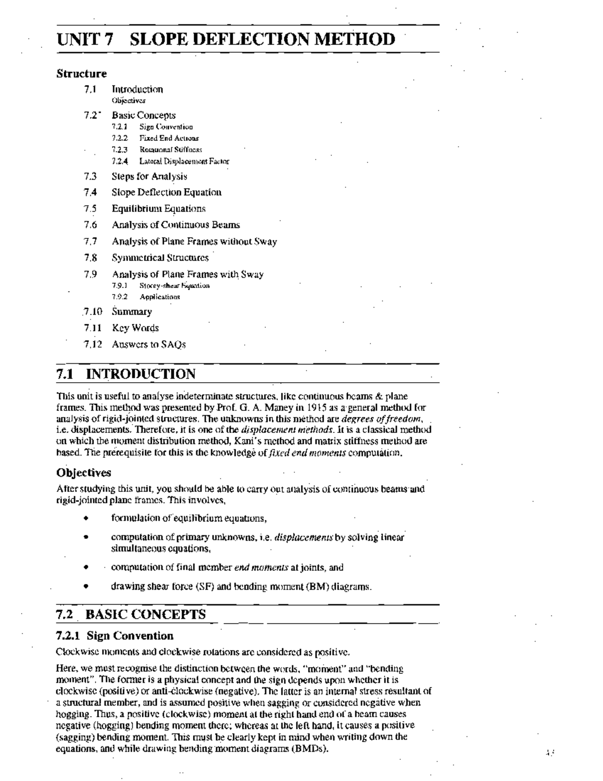 Unit-7 slope deflection - UNIT 7 SLOPE DEFLECTION METHOD Structure 7 ...