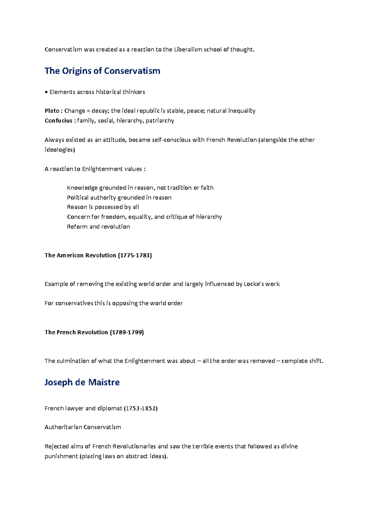 Introduction to conservatism - Conservatism was created as a reaction ...