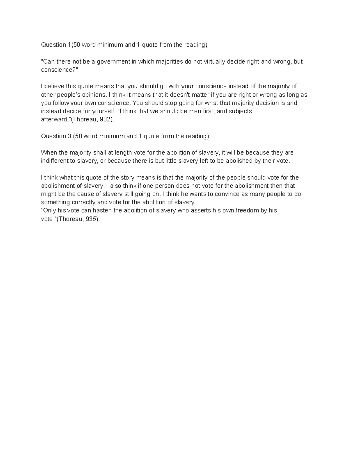 AL - American literature class work - Question 1(50 word minimum and 1 ...