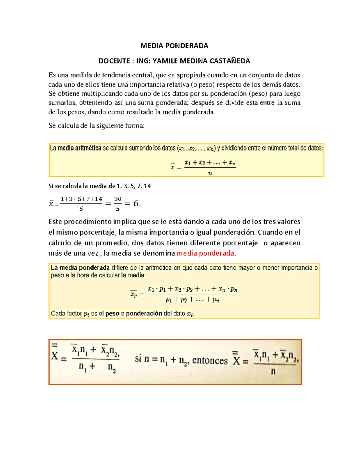 Presentaci Ón de la media ponderada-13-10-2020 - MEDIA PONDERADA ...