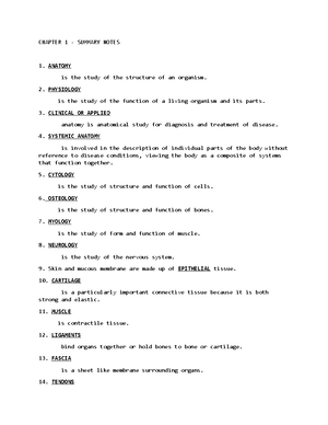 Cornell Notes ch 1 - Anatomy and Physiology Chapter 1 What is anatomy ...