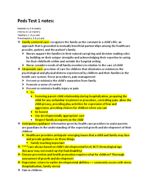 PEDS EXAM 2 GOOD Study Guide - Ped’s MF’in SG Breakdown Exam 2 (14 ...