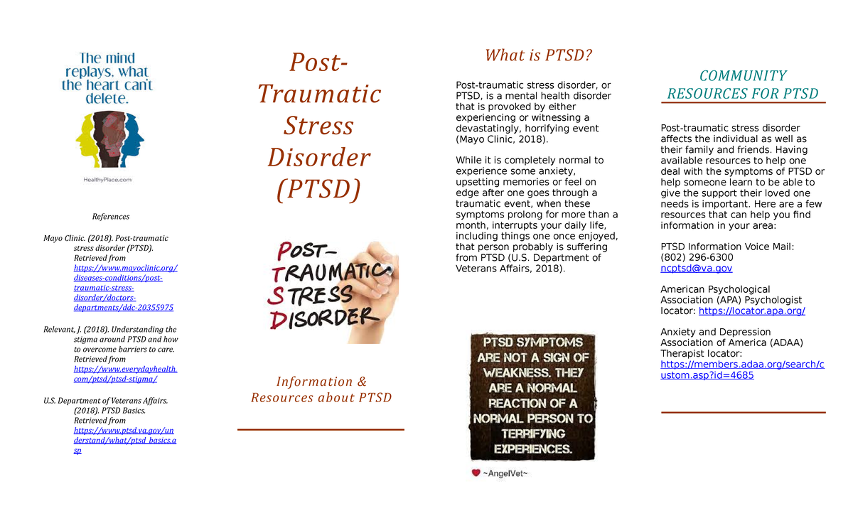 Strong Example of a MHW Brochure - COMMUNITY RESOURCES FOR PTSD Post ...