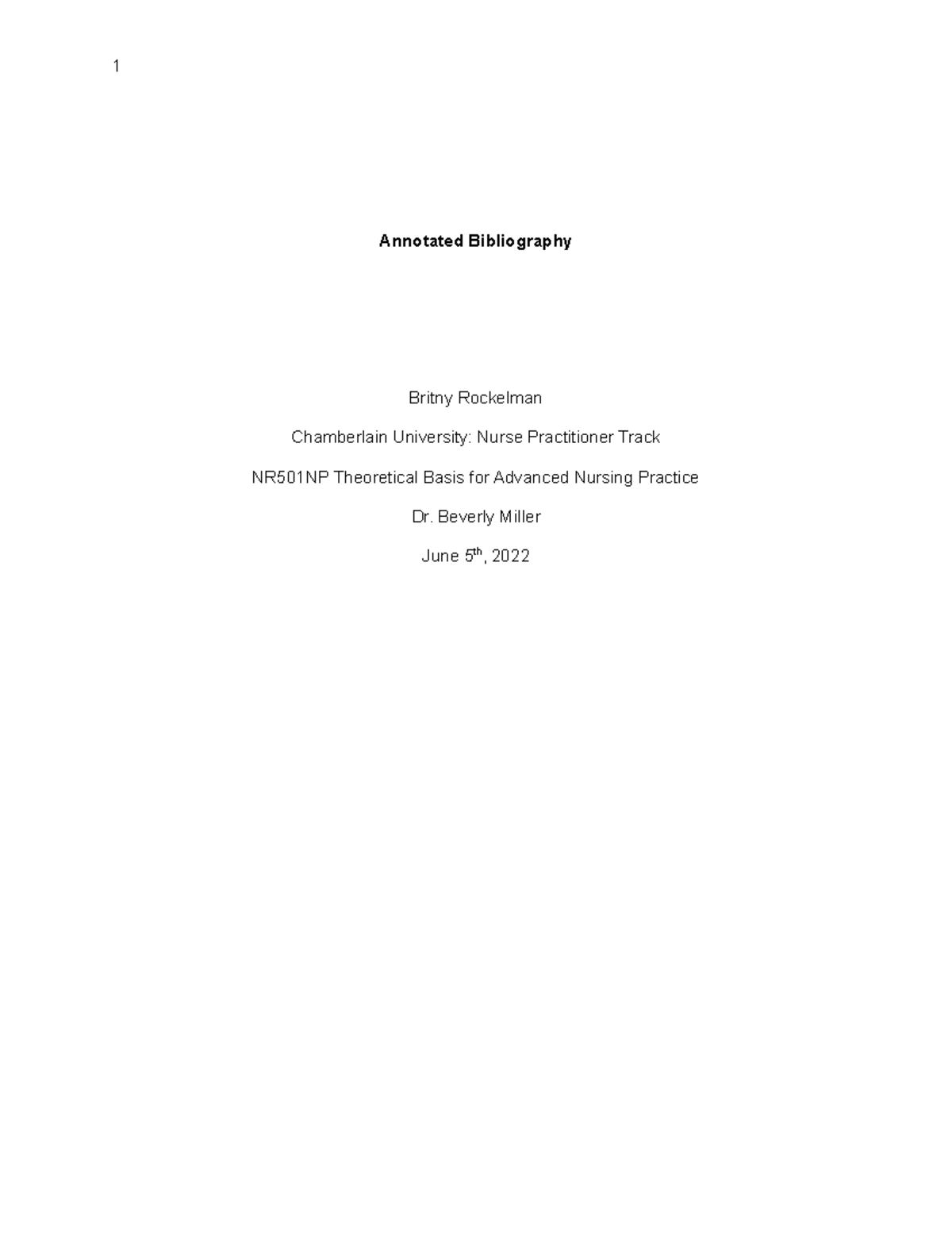 Annotated Bibliography - Annotated Bibliography Britny Rockelman ...