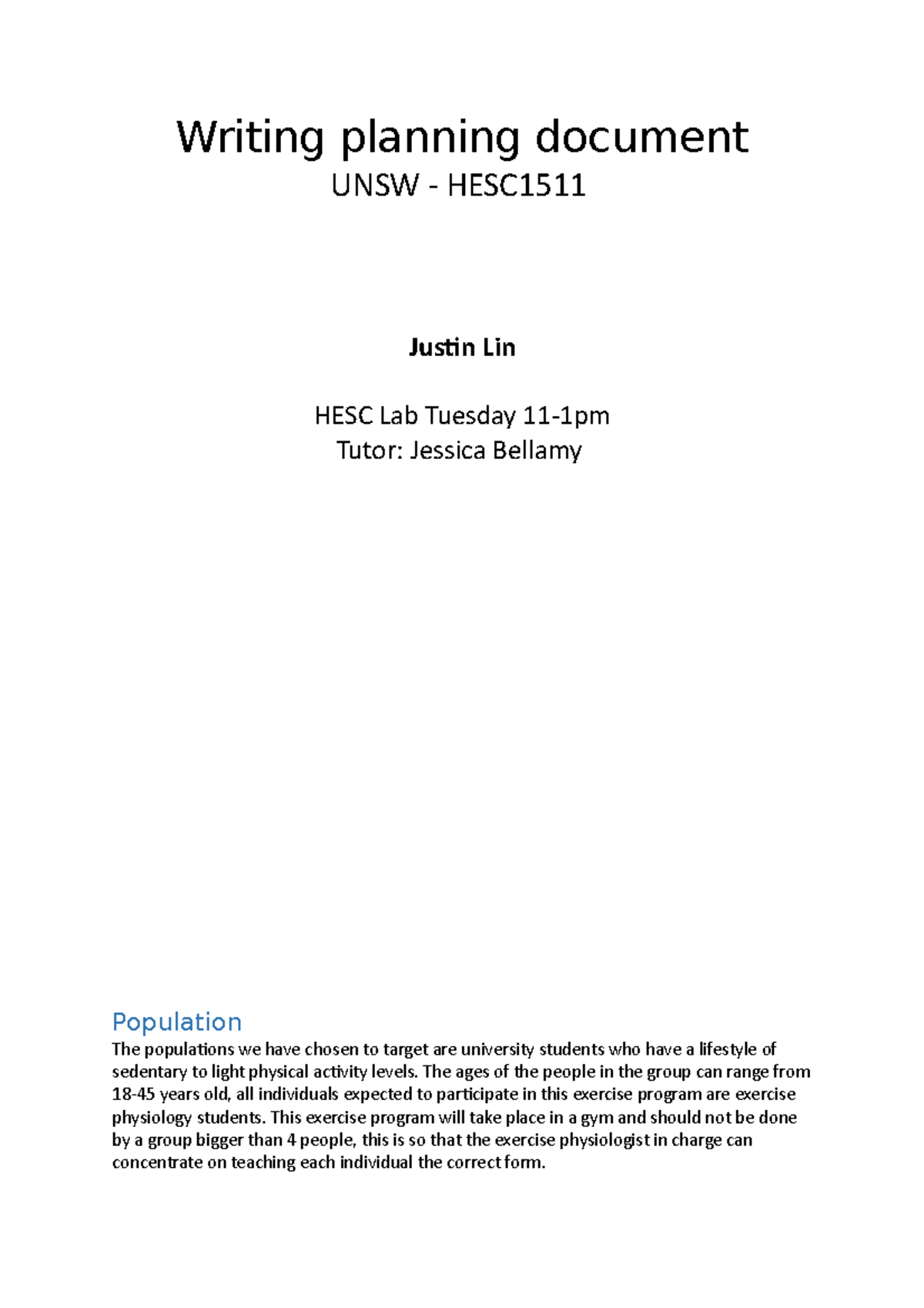 Group HESC assignment final copy - Exercise Programs & Behaviour ...