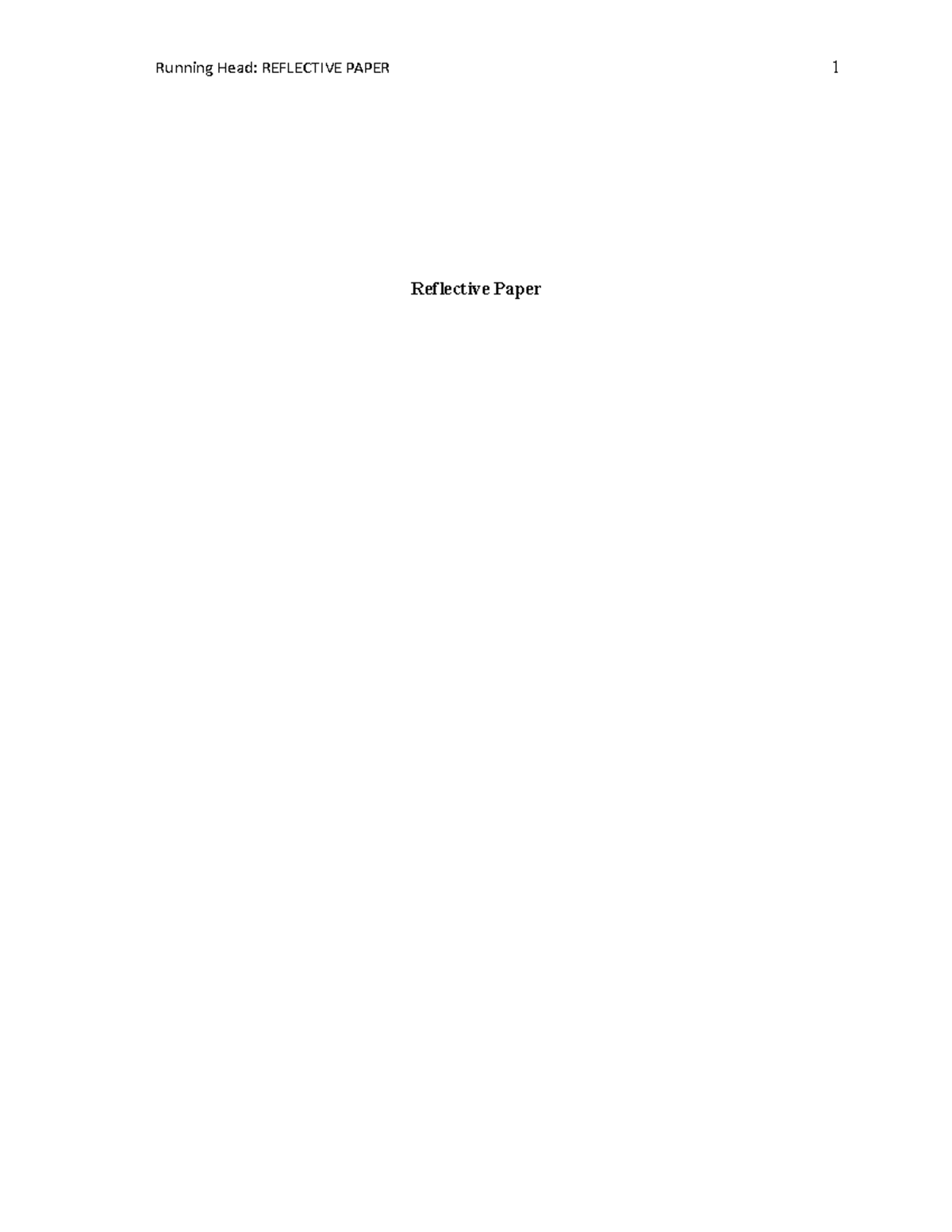 Reflective Paper - Reflective Paper Reflective Paper Preeclampsia—An ...