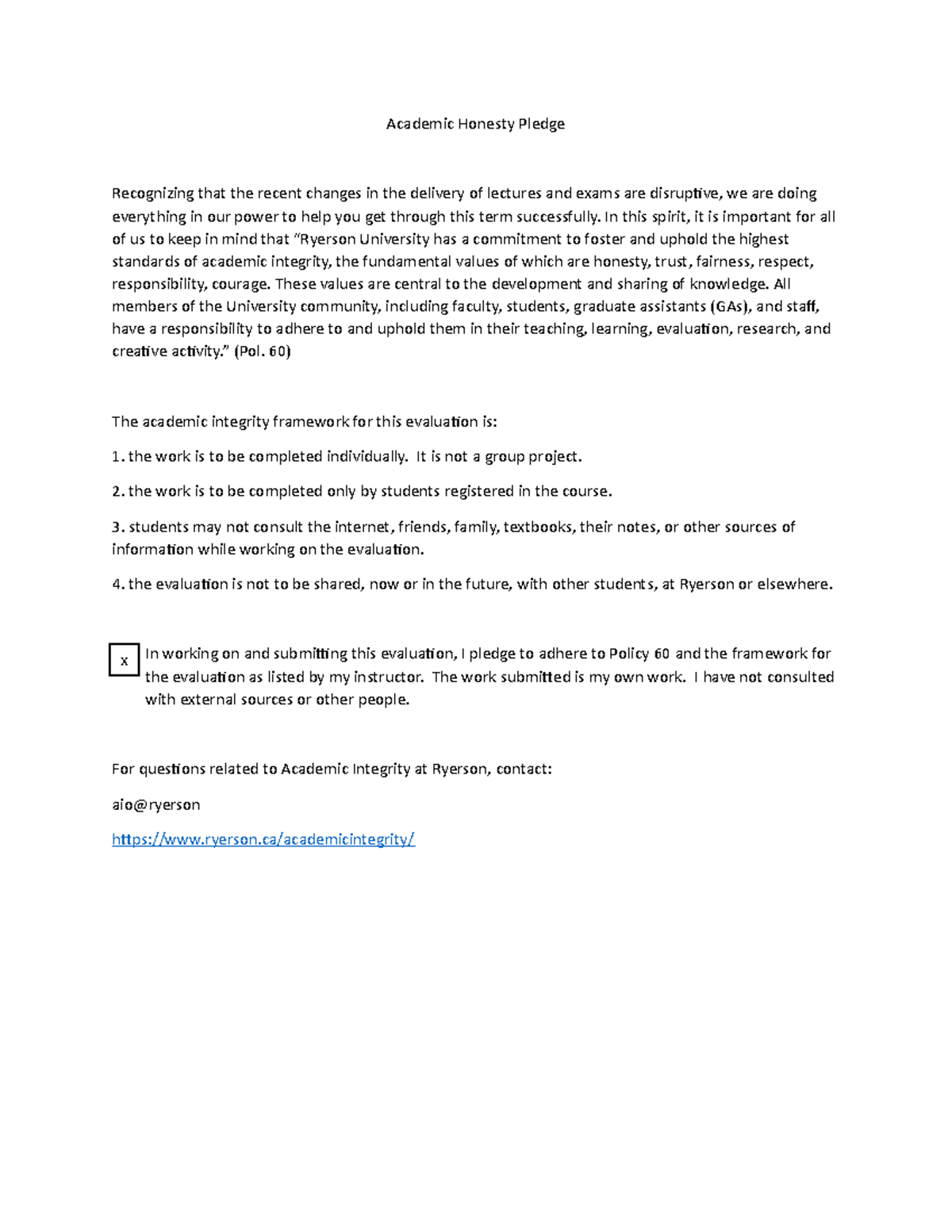 Honesty Pledge Co V help students alot - Academic Honesty Pledge ...