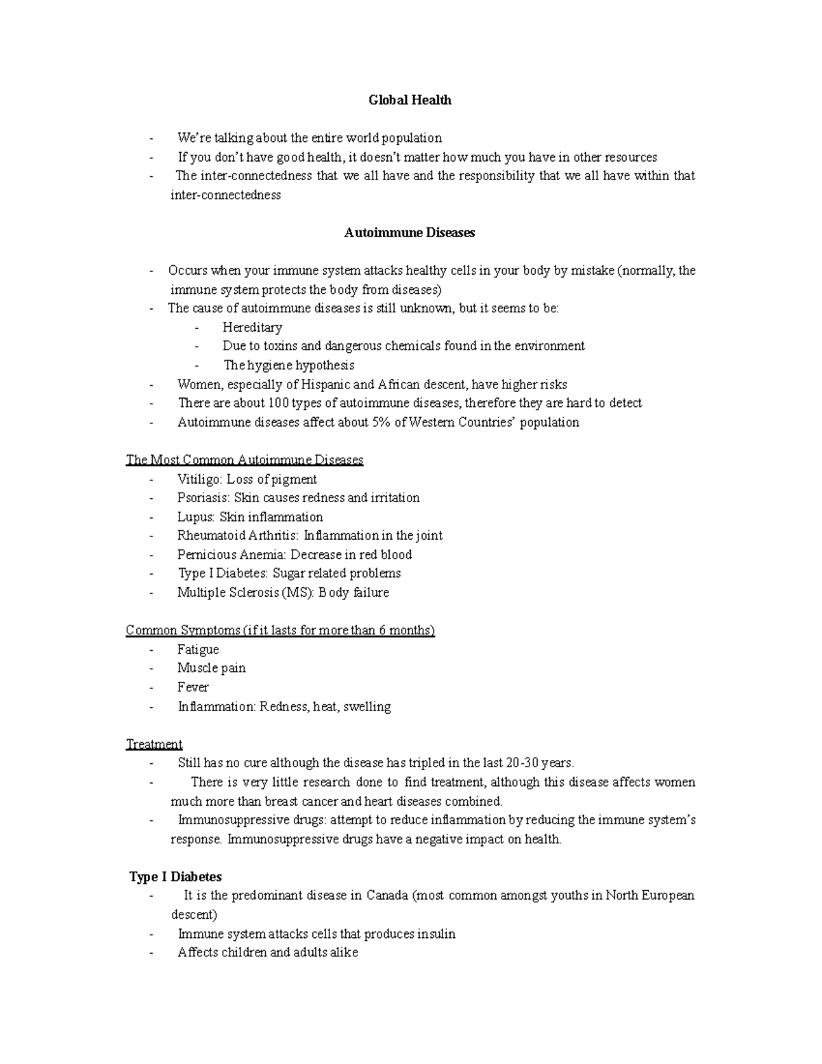 Midterm Study Material for World Views: Diseases - Global Health We’re ...