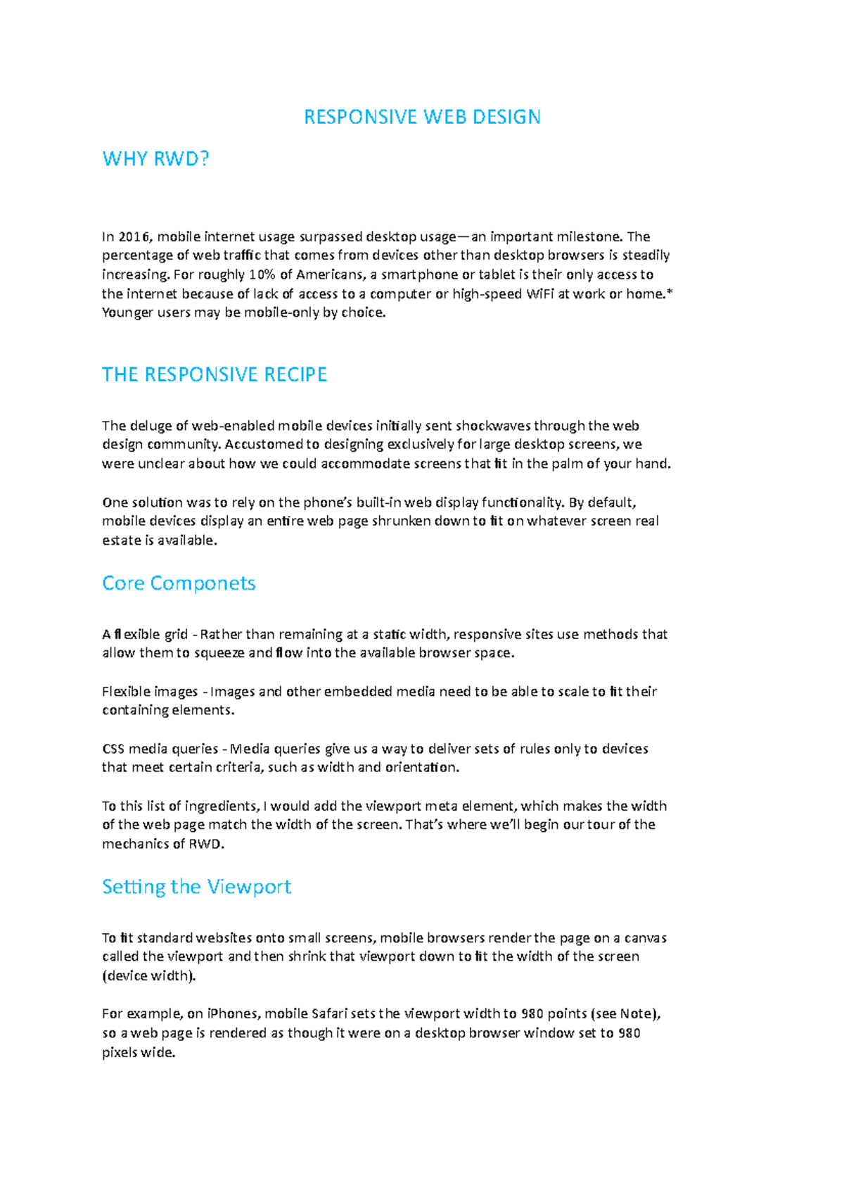Responsive WEB Design - RESPONSIVE WEB DESIGN WHY RWD? In 2016, mobile ...