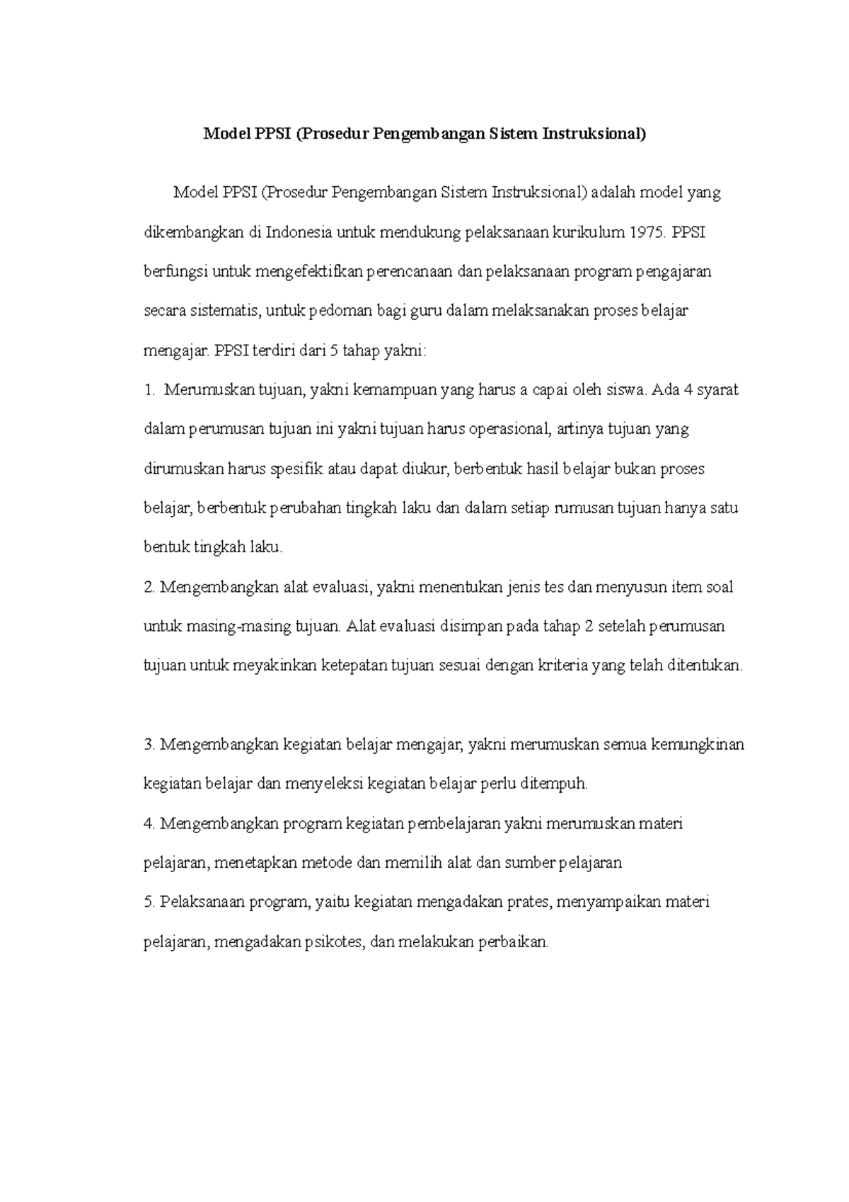 Model PPSI - PPSI berfungsi untuk mengefektifkan perencanaan dan ...