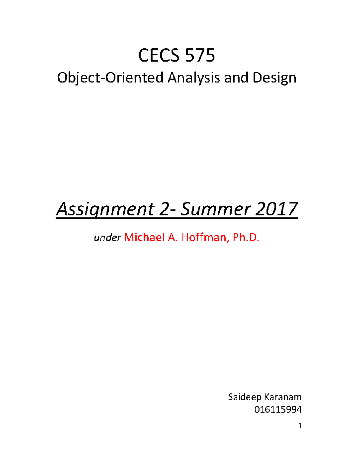 Ooadassignment Assignment Given In The Class Warning Tt Undefined Function 32 Cecs 575